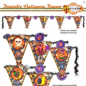Printable Halloween Pennant Banner, DIY 3-d Embellishments, Party ...