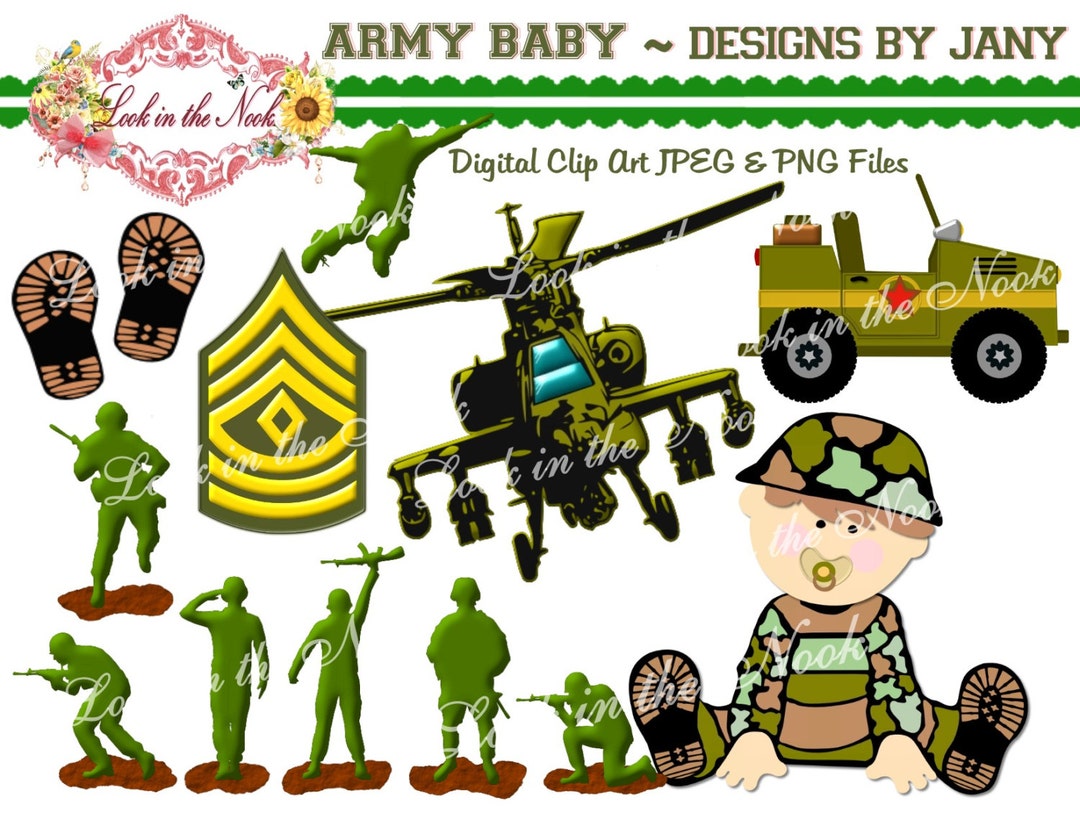 Military Clip Art Designs, PNG Files, Jeep Helicopter Armymen Images ...