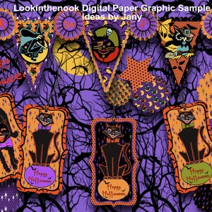 Vintage HALLOWEEN Digital Paper, Printable Scrapbook Paper, Halloween ...