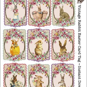 Easter Bunny Clip Art, INSTANT DOWNLOAD, Vintage Easter Gift Tags ...
