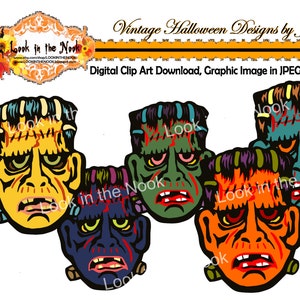 Digital Graphic Download, Vintage HALLOWEEN Designs, Frankenstein in ...