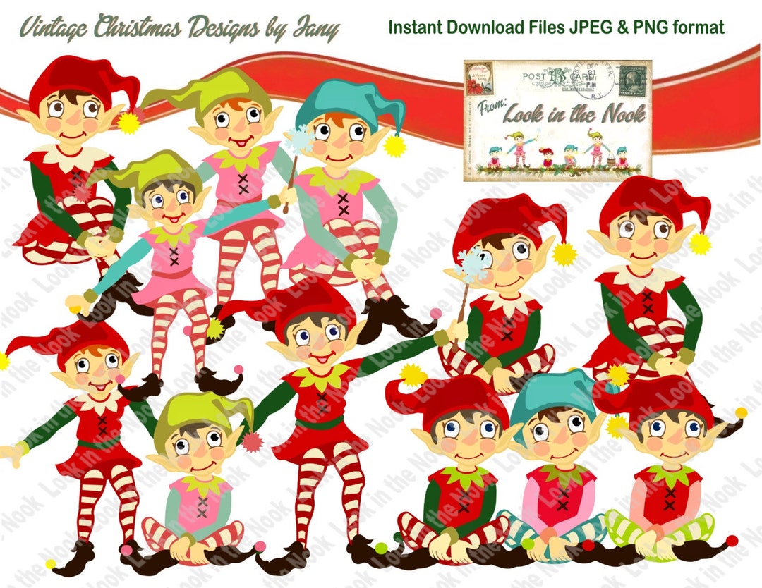 Retro Christmas ELF Graphic Designs, Digital Download, Decoration ...