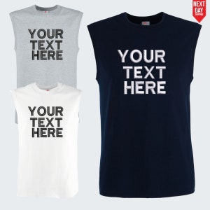 Custom Embroidered Text Tank Tops, Personalised Name or Quote Men's ...