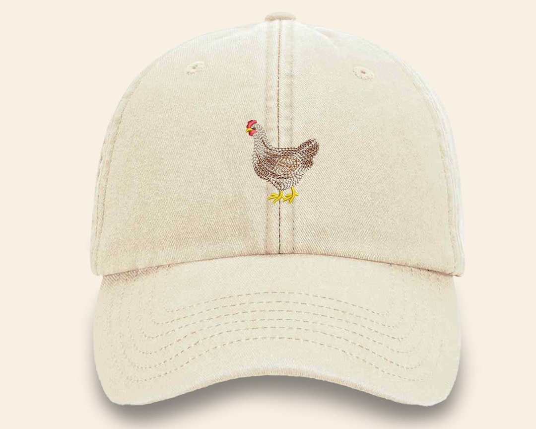 Chicken Baseball Cap, Embroidered Hen Dad Hat, Vintage Washed Cotton ...