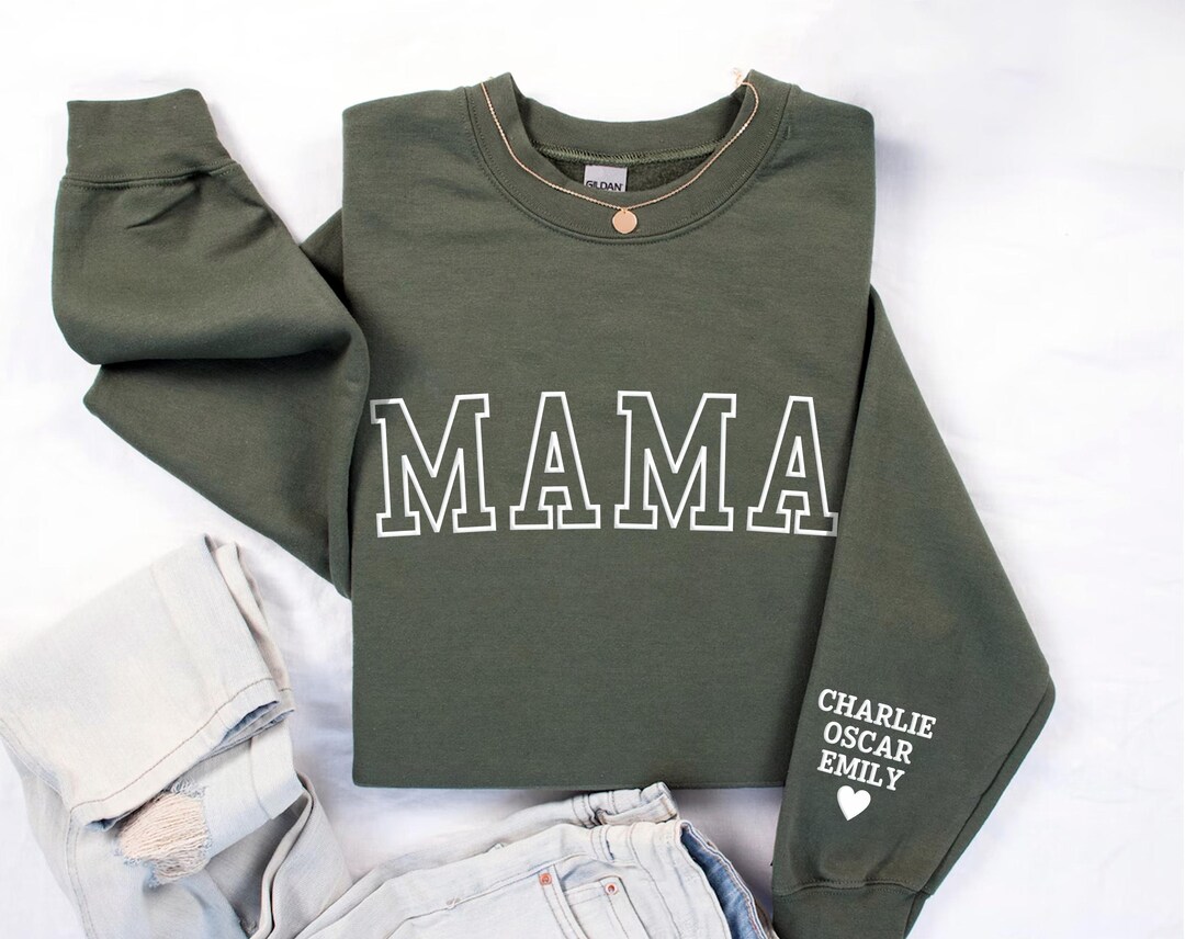 Personalised Mama Embossed Print Sweatshirt, Dad Mom Puff Printing ...
