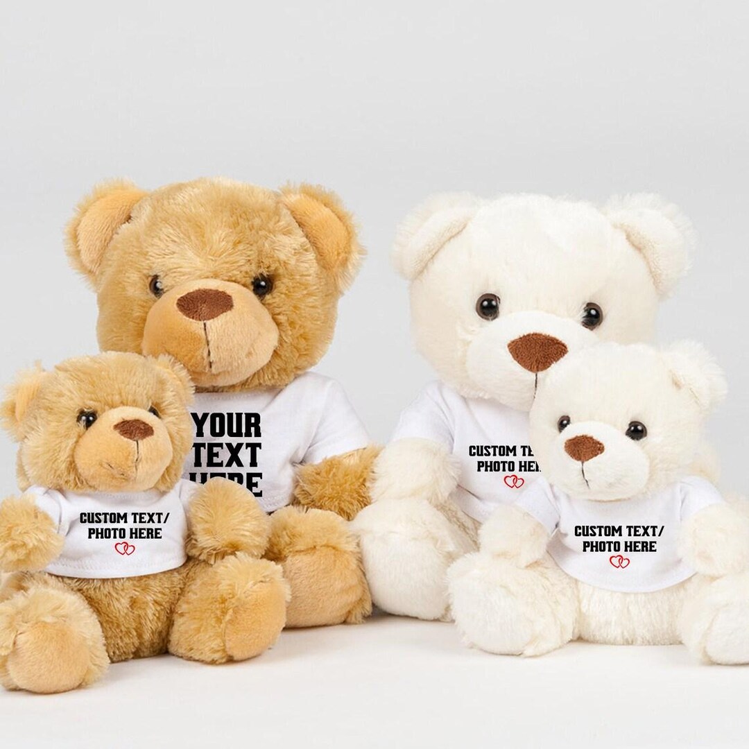 Personalised Teddy Bear, Custom Photo/text Printed Teddy Bear With ...