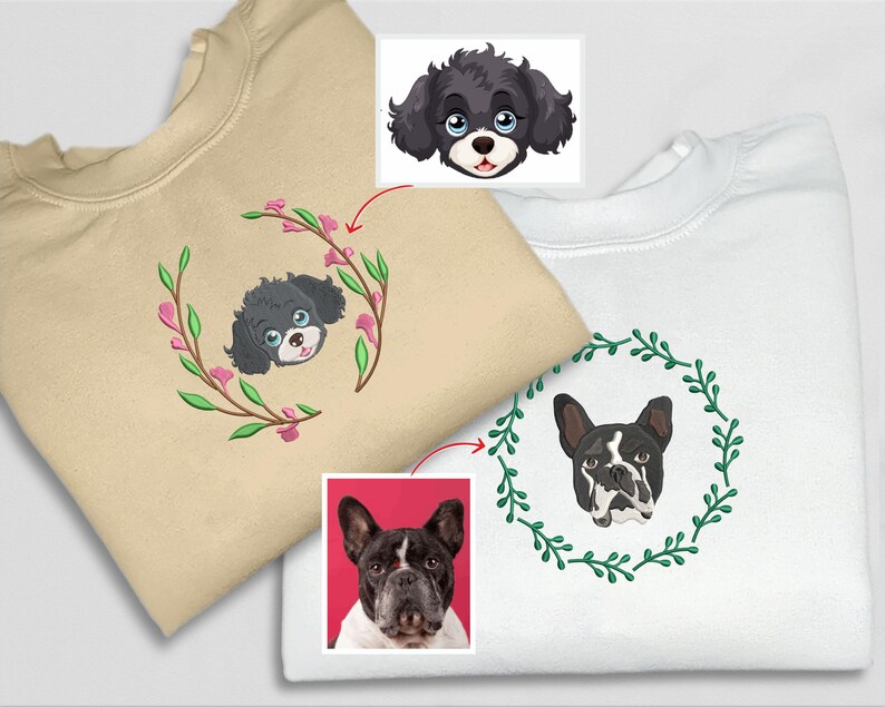 Personalised Dog Embroidered Photo Jumper, Personalised Pet Portrait ...