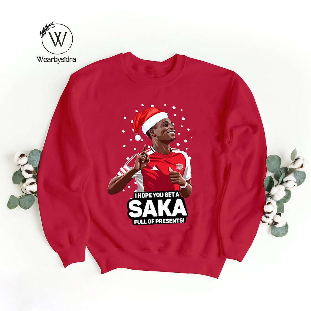 Arsenal Christmas Crewneck Sweatshirt, Bukayo Saka Christmas Jumper, Funny Arsenal Saka Football ...