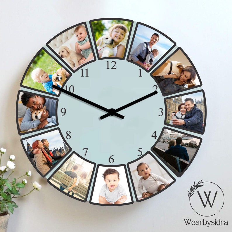 Personalised Glass Photos Clocks, Custom Family Photos Bedroom Clock ...