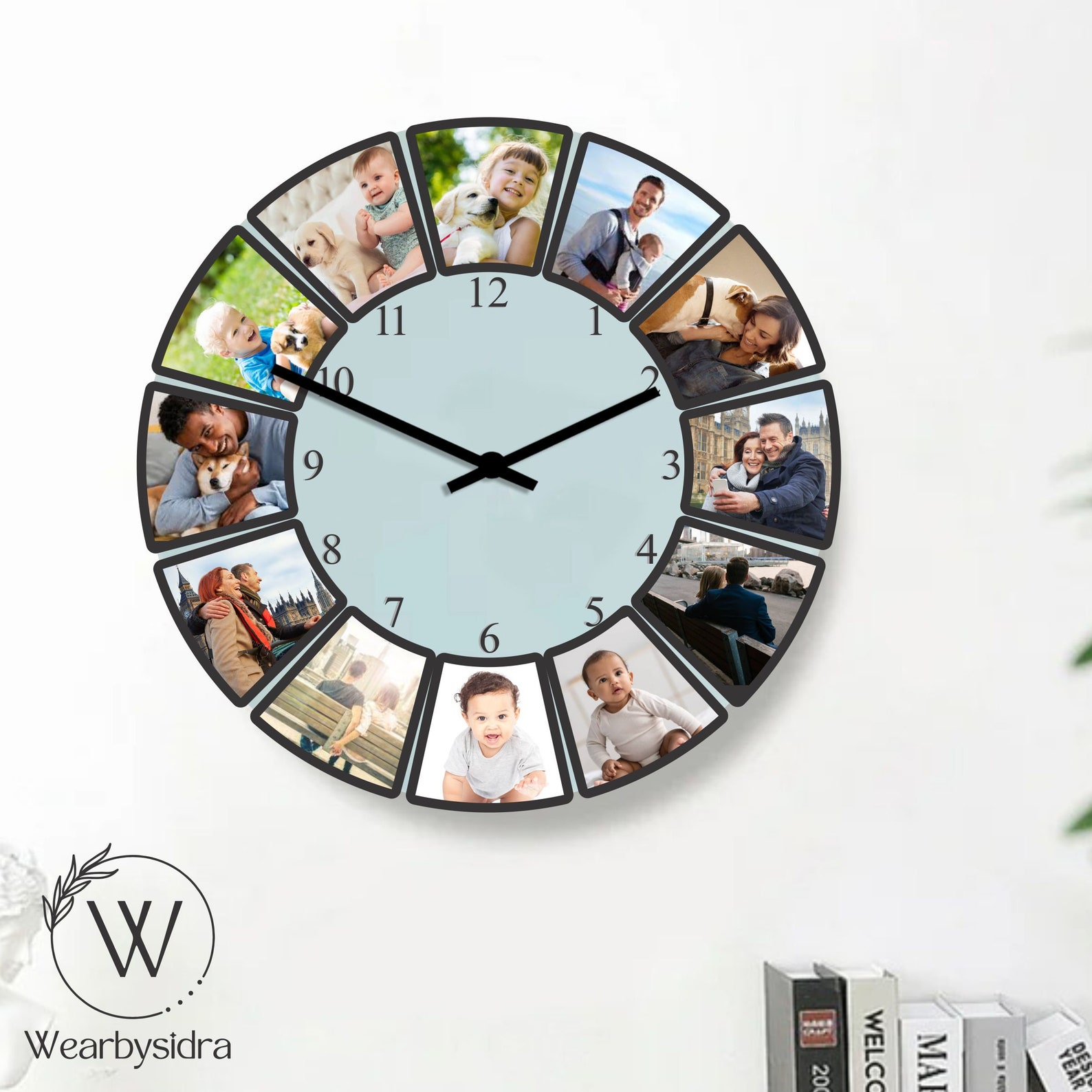 Personalised Glass Photos Clocks, Custom Family Photos Bedroom Clock ...