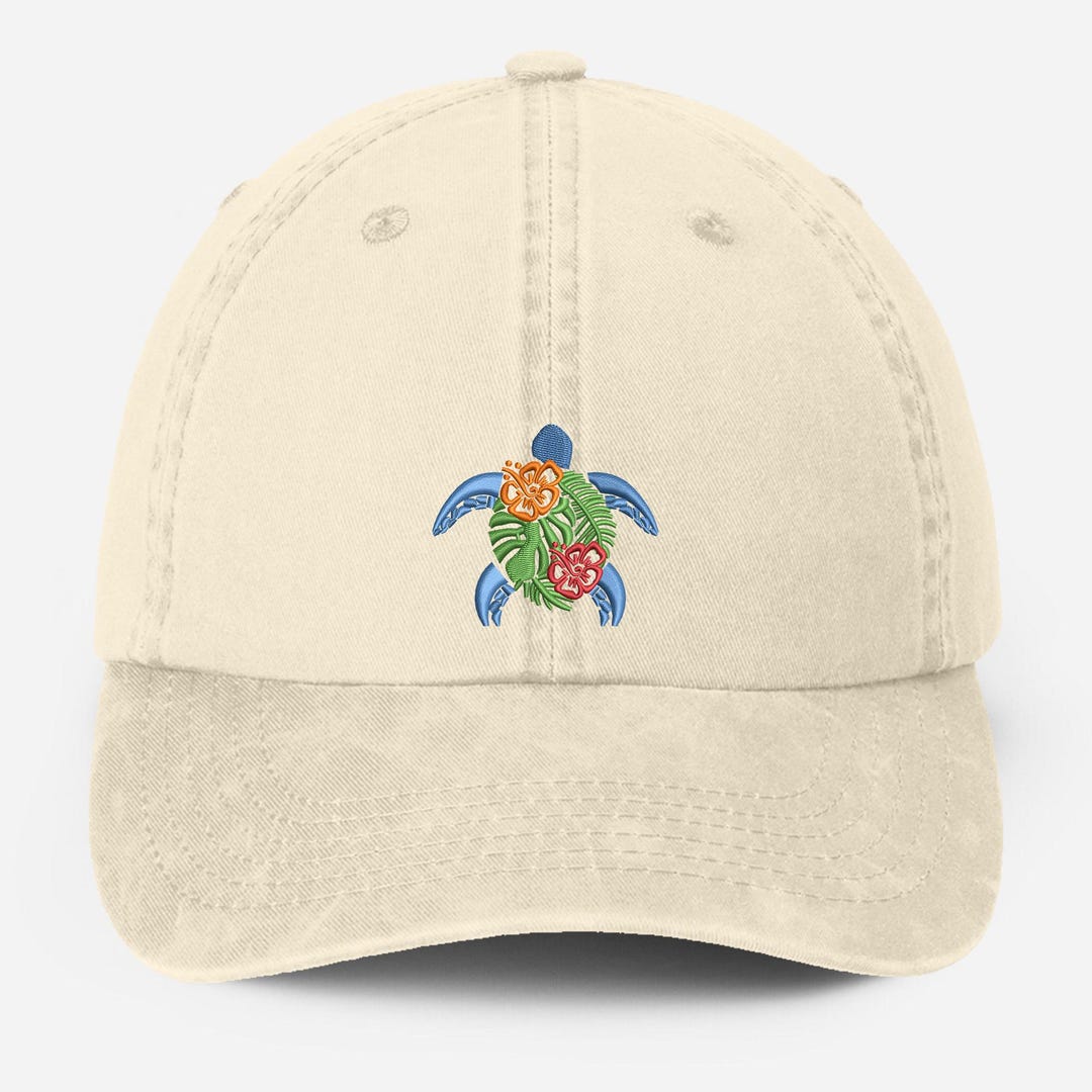 Sea Turtle Embroidered Hats, Vintage Ocean Turtle Baseball Caps, Summer ...