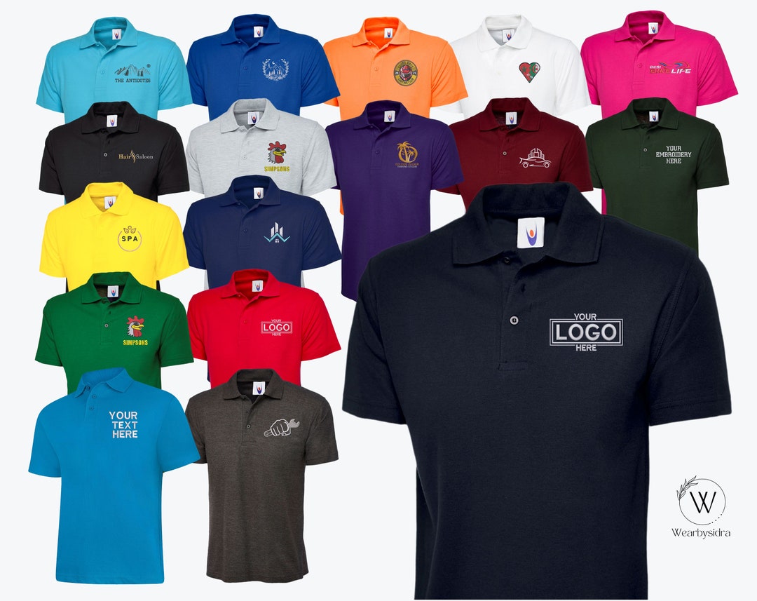 Embroidered Personalised Logo Polo Tshirt, Custom Logo on Left Chest ...
