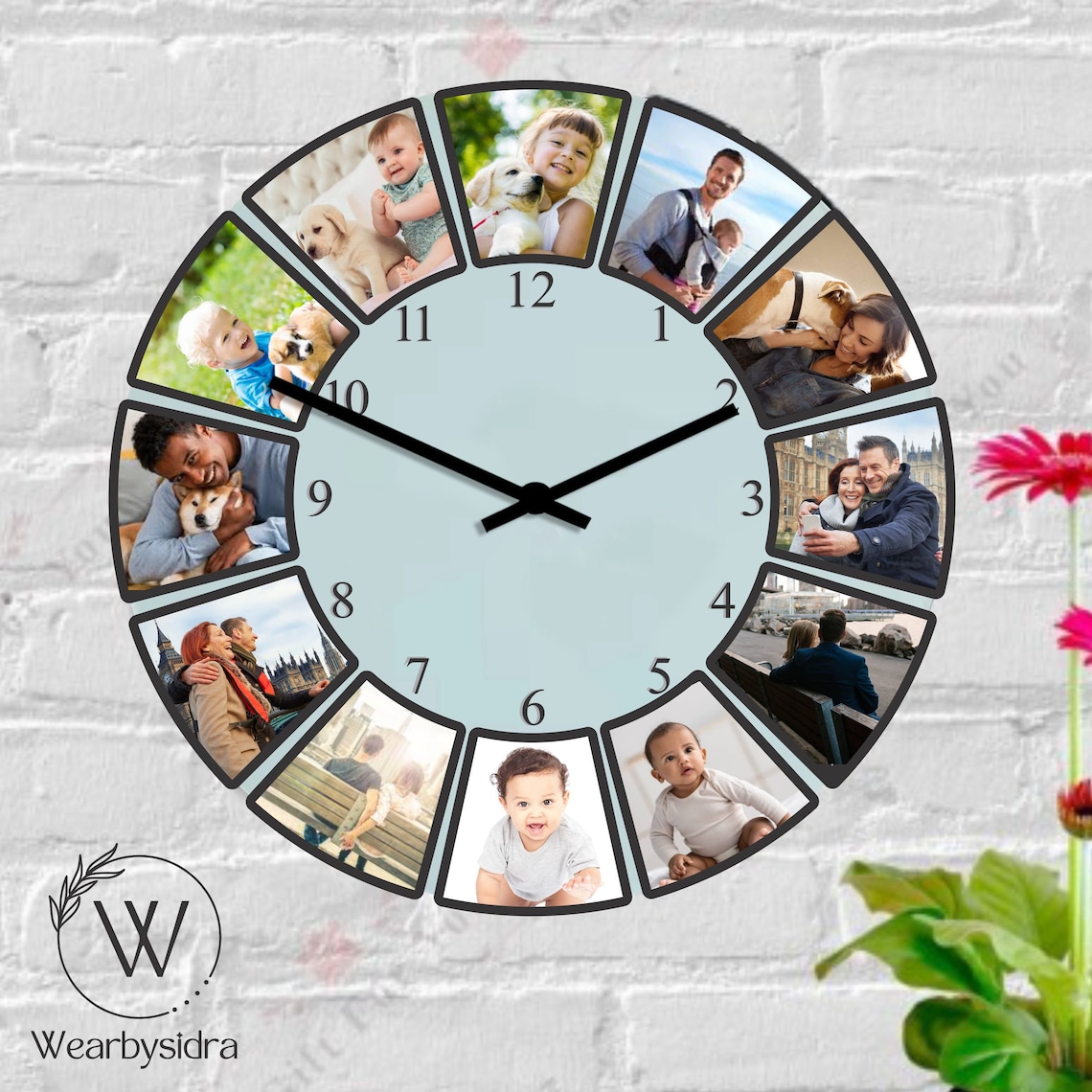 Personalised Glass Photos Clocks, Custom Family Photos Bedroom Clock ...