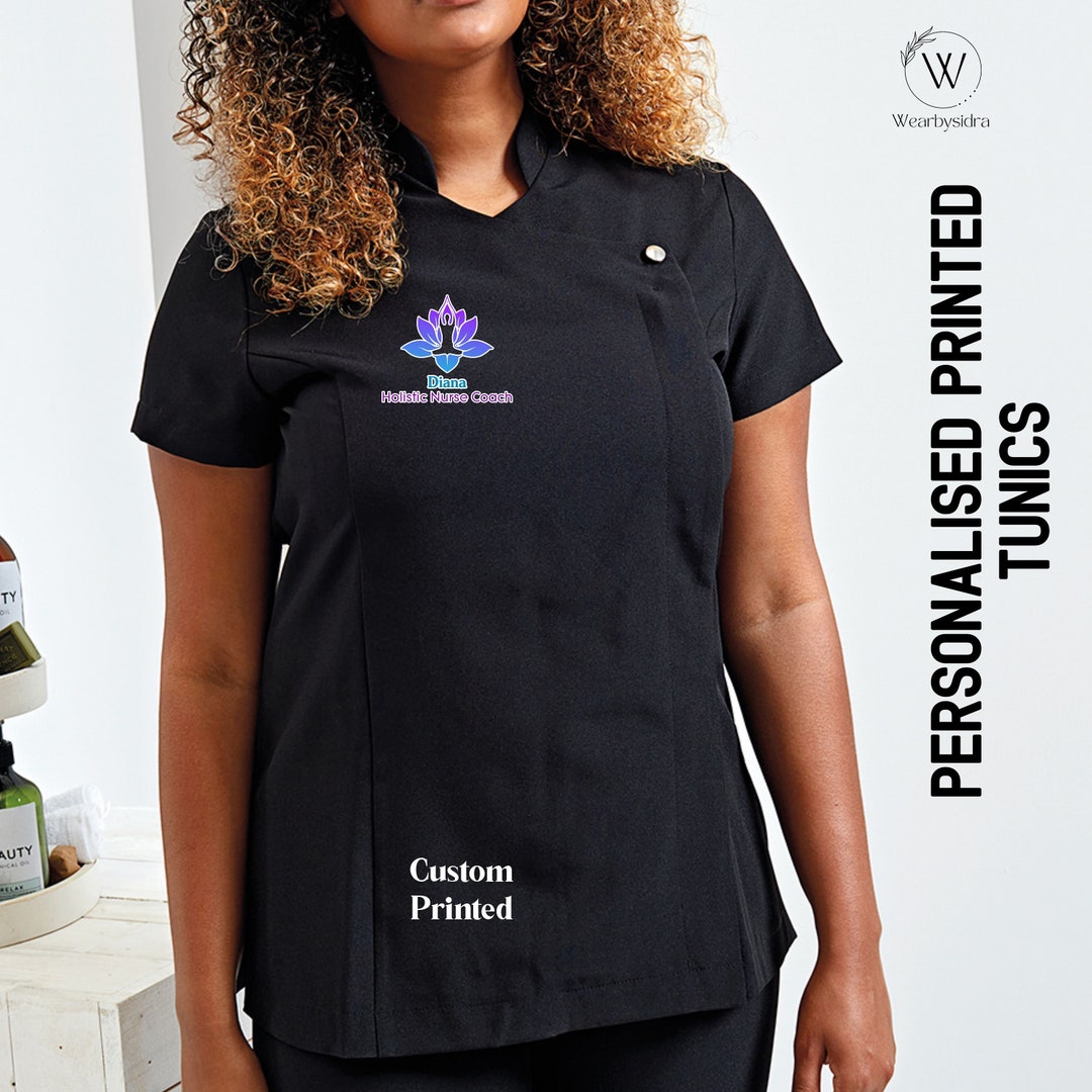 Customized Beauty Tunic With Salon Logo, Personalized Design Printed ...