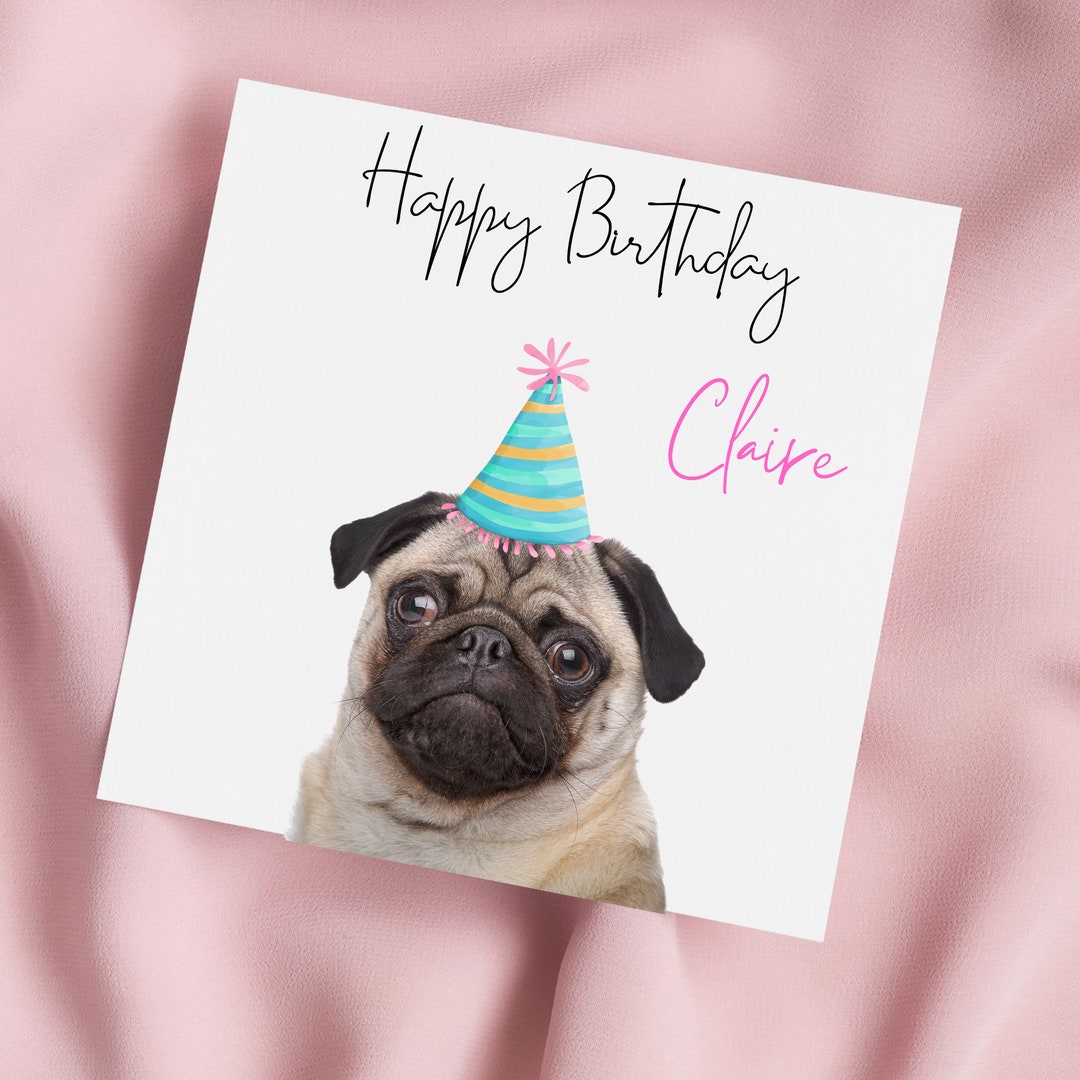 Pug Dog Greeting Card, Pug Birthday Card, Cute Pug Card, Special ...