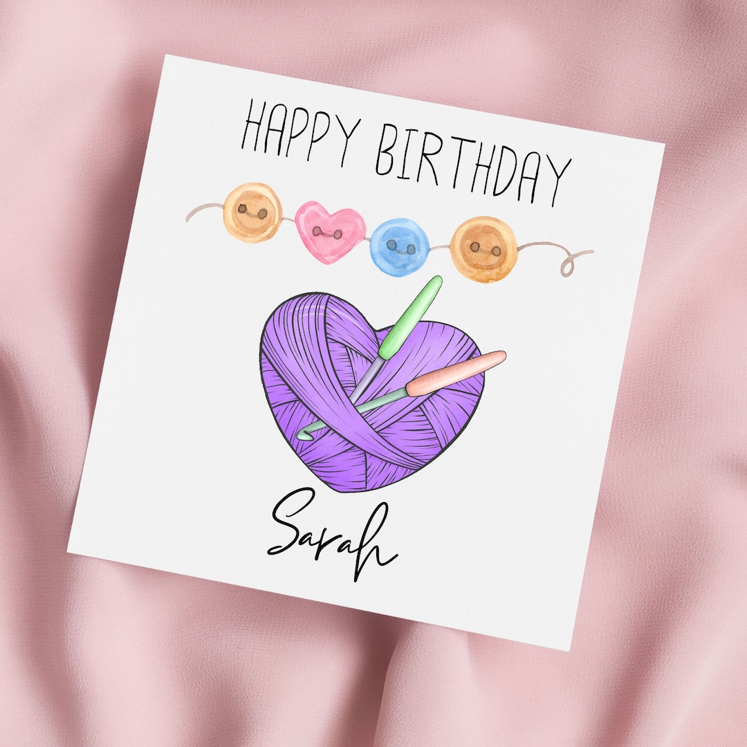 Crochet Birthday Card, Crochet Card, Crochet Queen Card, Birthday Card ...