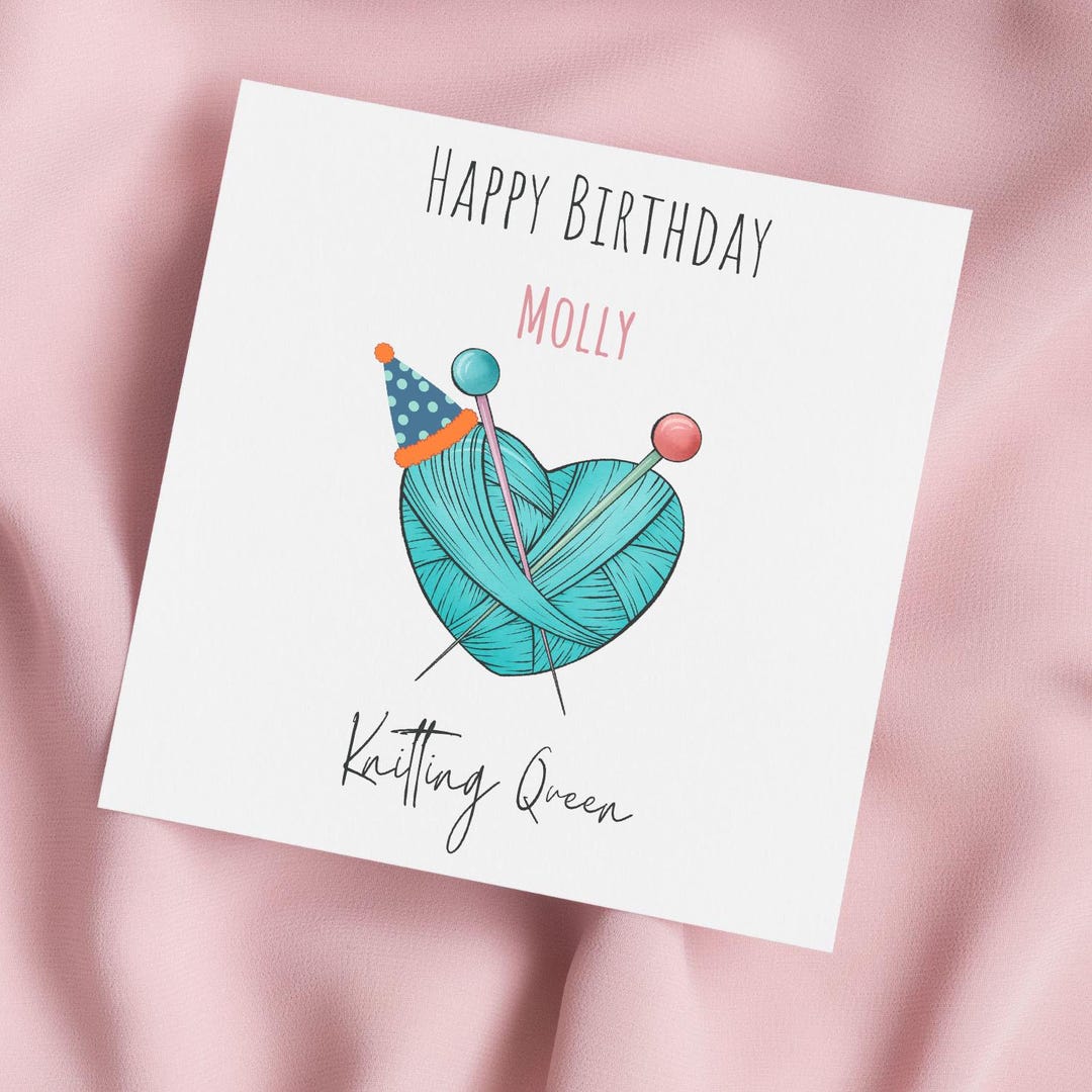 Knitting Birthday Card, Knitting Themed Card, Knitting Queen, Knitting ...