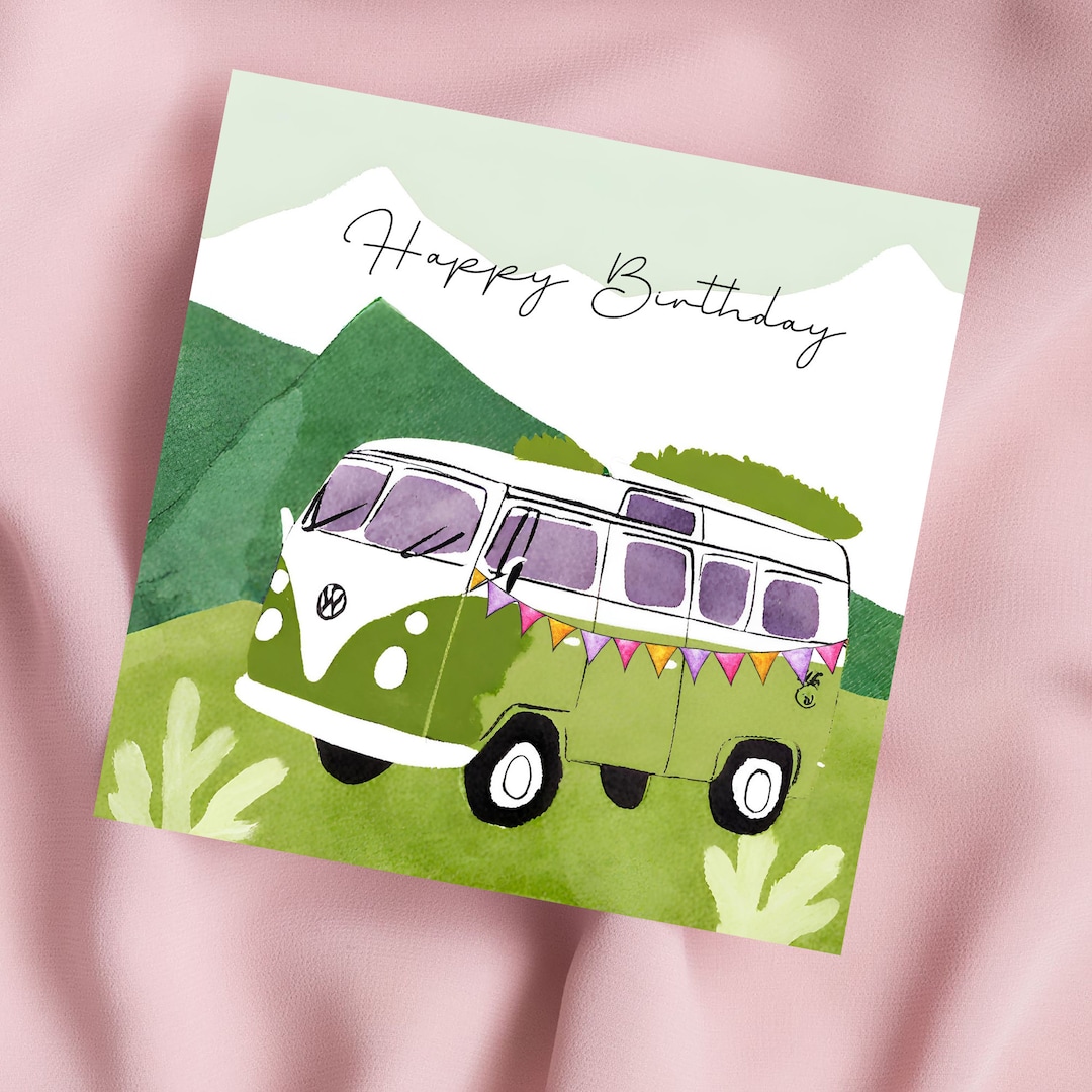 Camper Van Birthday Card Happy Birthday Card Card With - Etsy