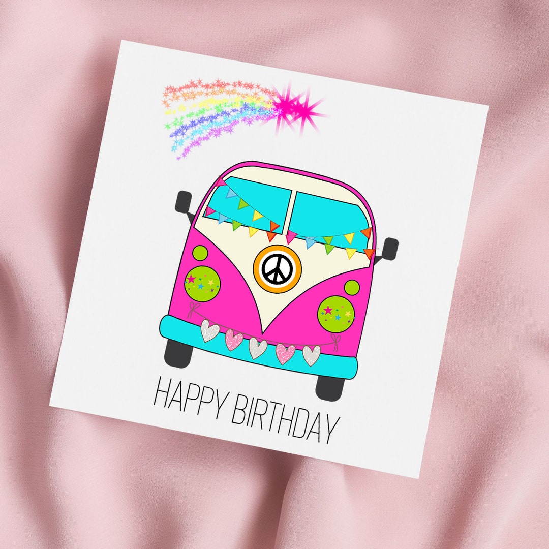 Camper Van Birthday Card Happy Birthday Card Birthday Card Etsy Uk