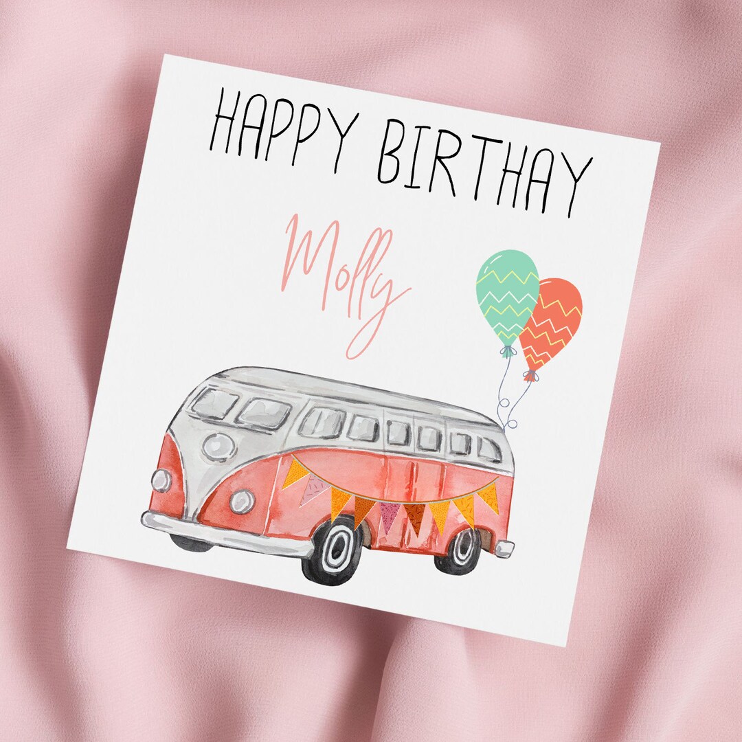 Camper Van Birthday Card, Camper Card, Camper Van Card, Camping Card ...