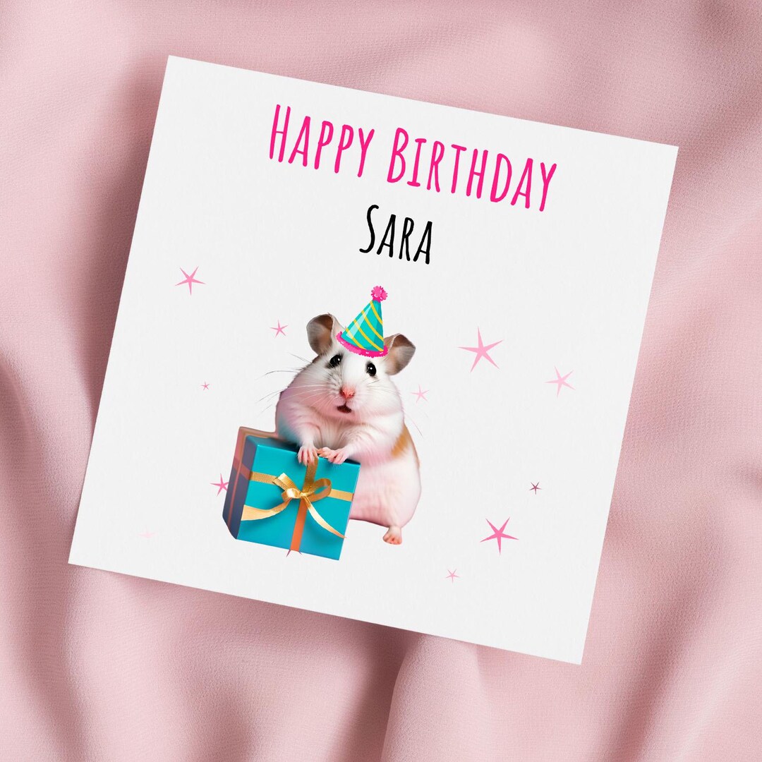 Birthday Card With Hamster, Hamster Card, Personalised Card - Etsy