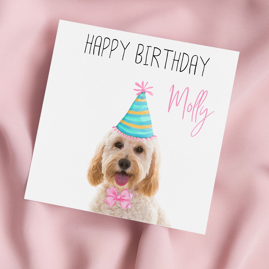 White Cockapoo Greeting Card, Cockapoo Birthday Card, Cute Cockapoo ...