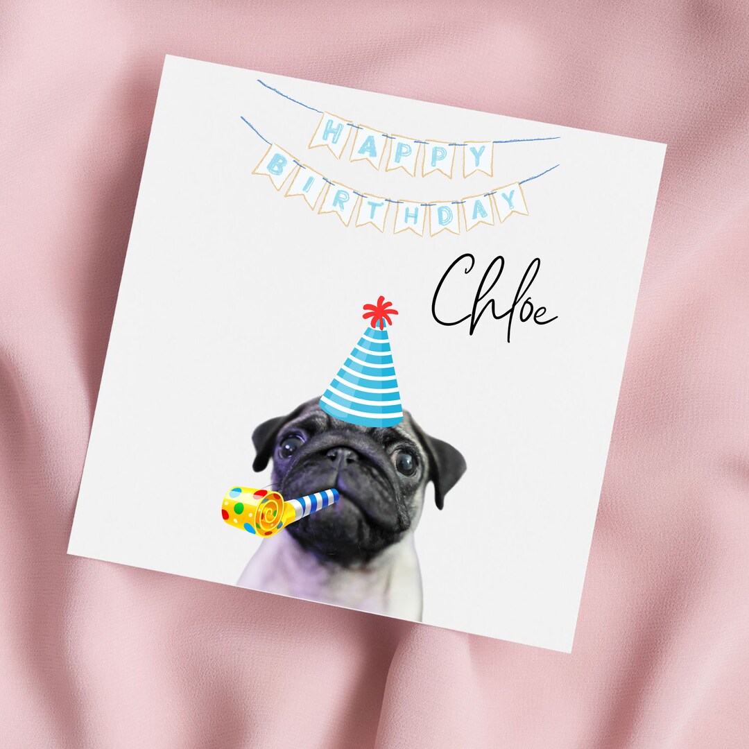 Pug Dog Greeting Card Pug Card Pug Birthday Card Cute Pug - Etsy