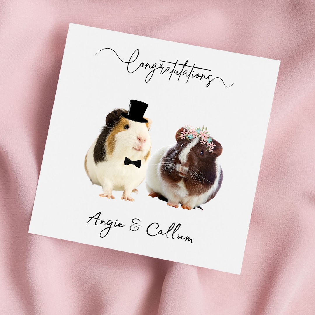 Wedding Card With Guinea Pigs, Guinea Pigs Greeting Card, Guinea Pigs ...