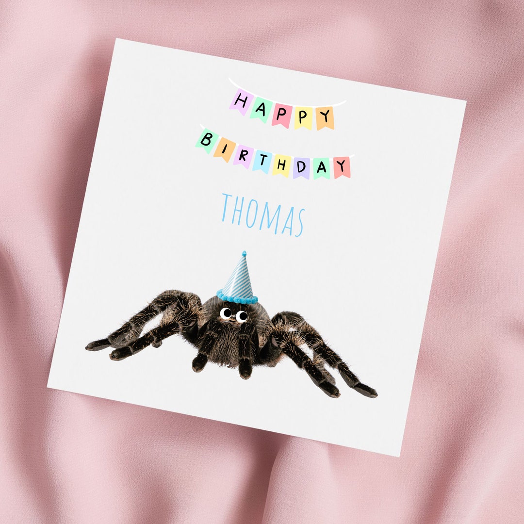 Birthday Card With Spider, Terantula Greeting Card, Spider Card ...