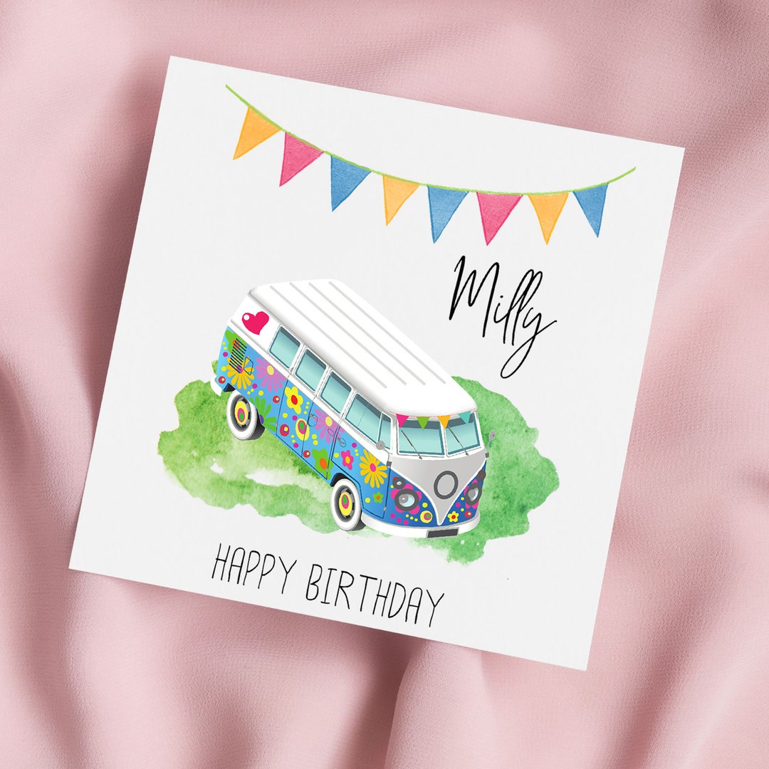 Camper Van Birthday Card Camper Van Card Personalised Card Etsy