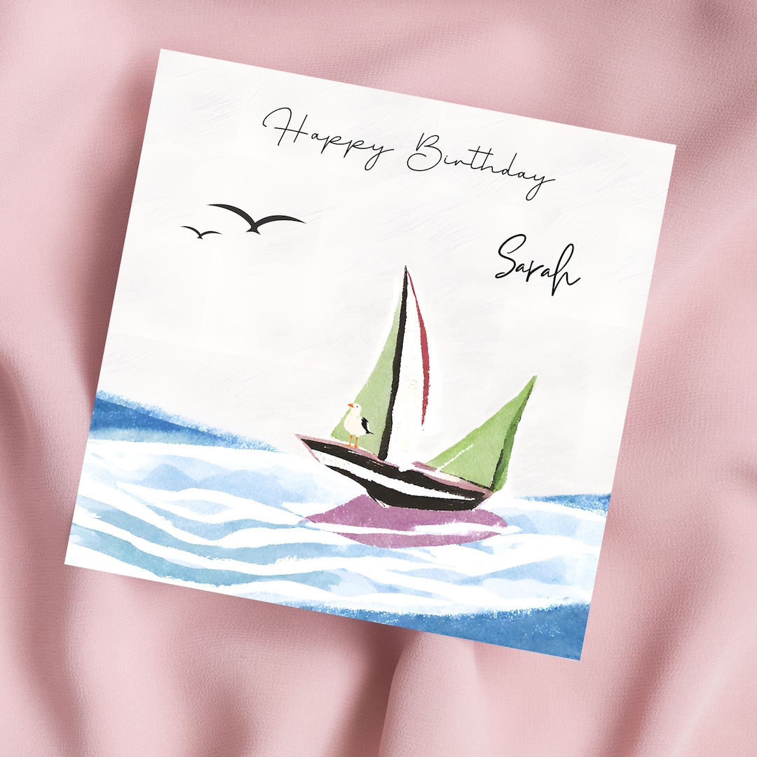 Sailing Birthday Card, Birthday Card, Greeting Card by the Sea ...