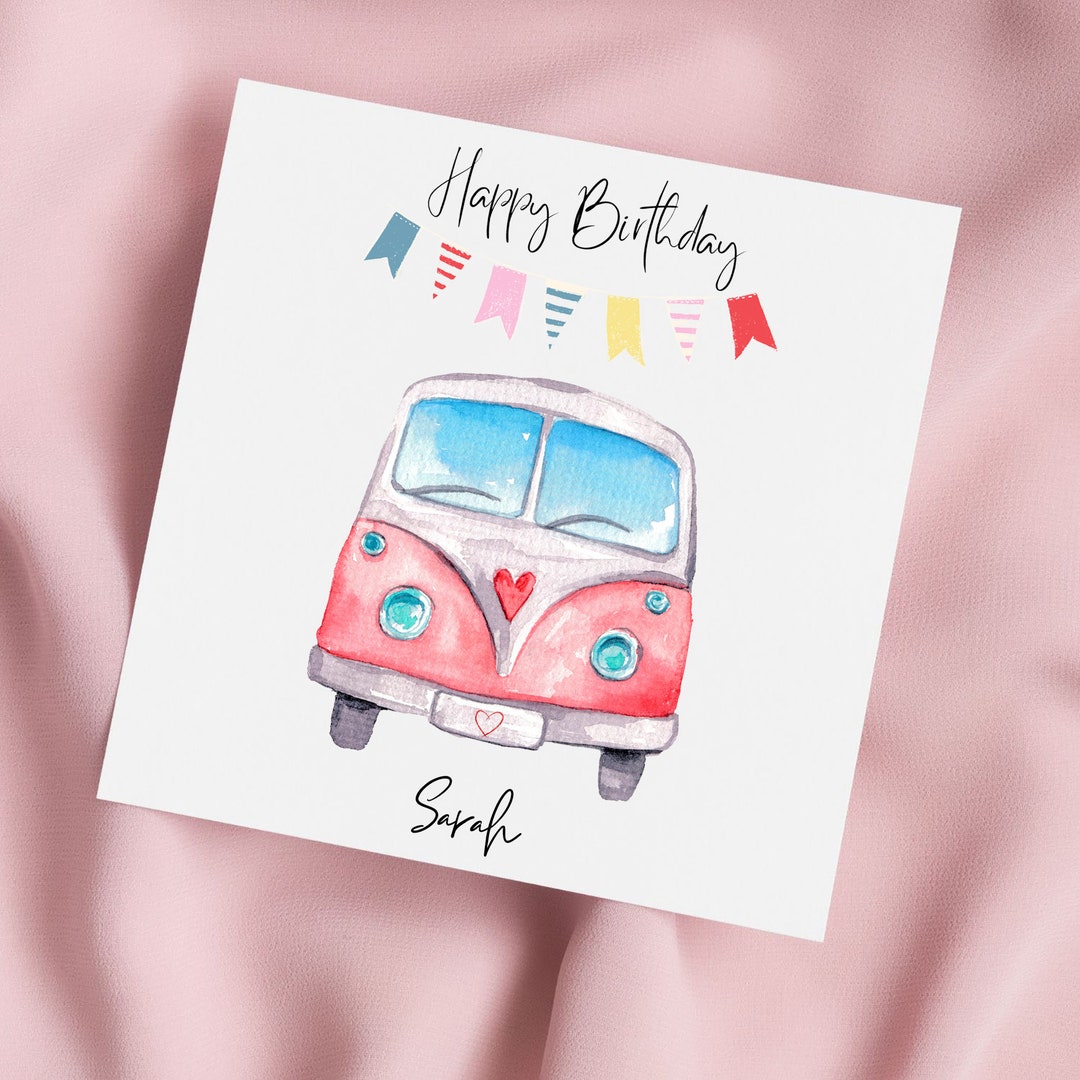 Camper Van Birthday Card Camper Van Card Personalised Card Bunting