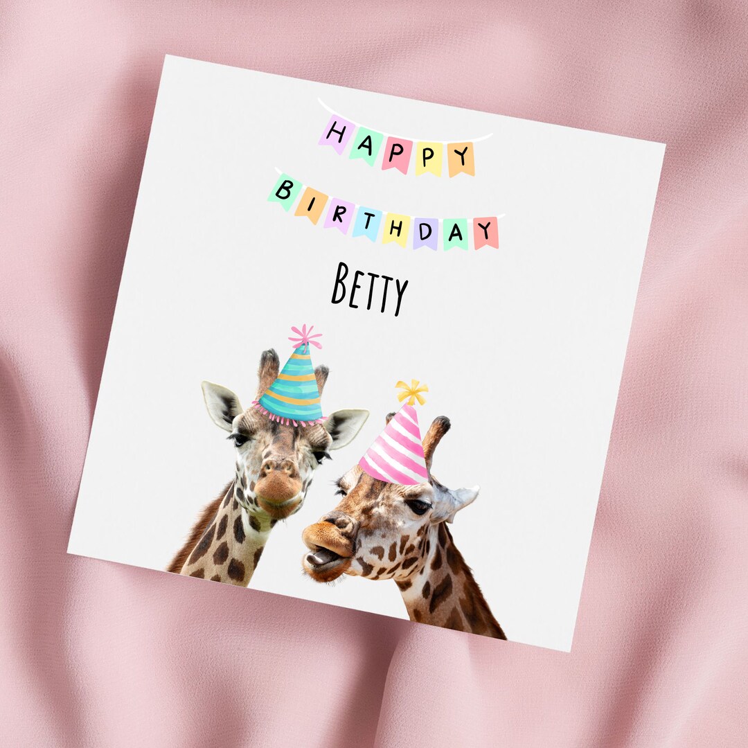 Giraffe Birthday Card: Personalized Greeting Card - Etsy