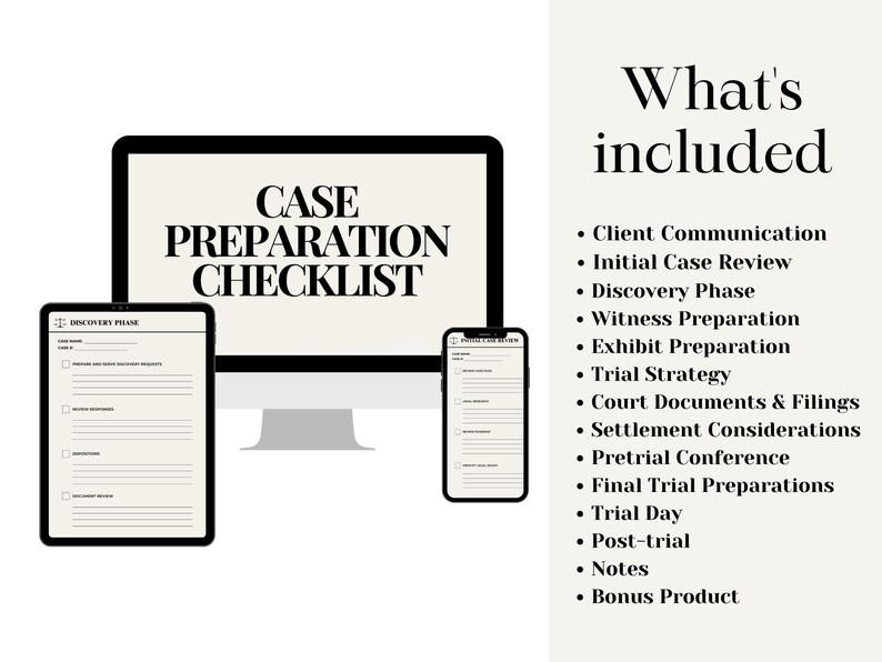 Legal Case Preparation Checklist I Ready-to-print PDF for Legal ...