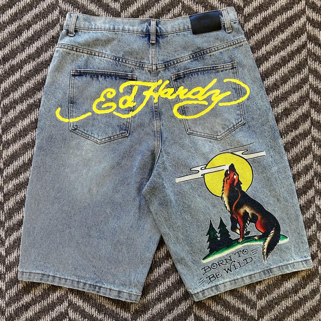 Ed Hardy Jorts Vintage Jeans Shorts Wolf Printed Graphics born to Be ...