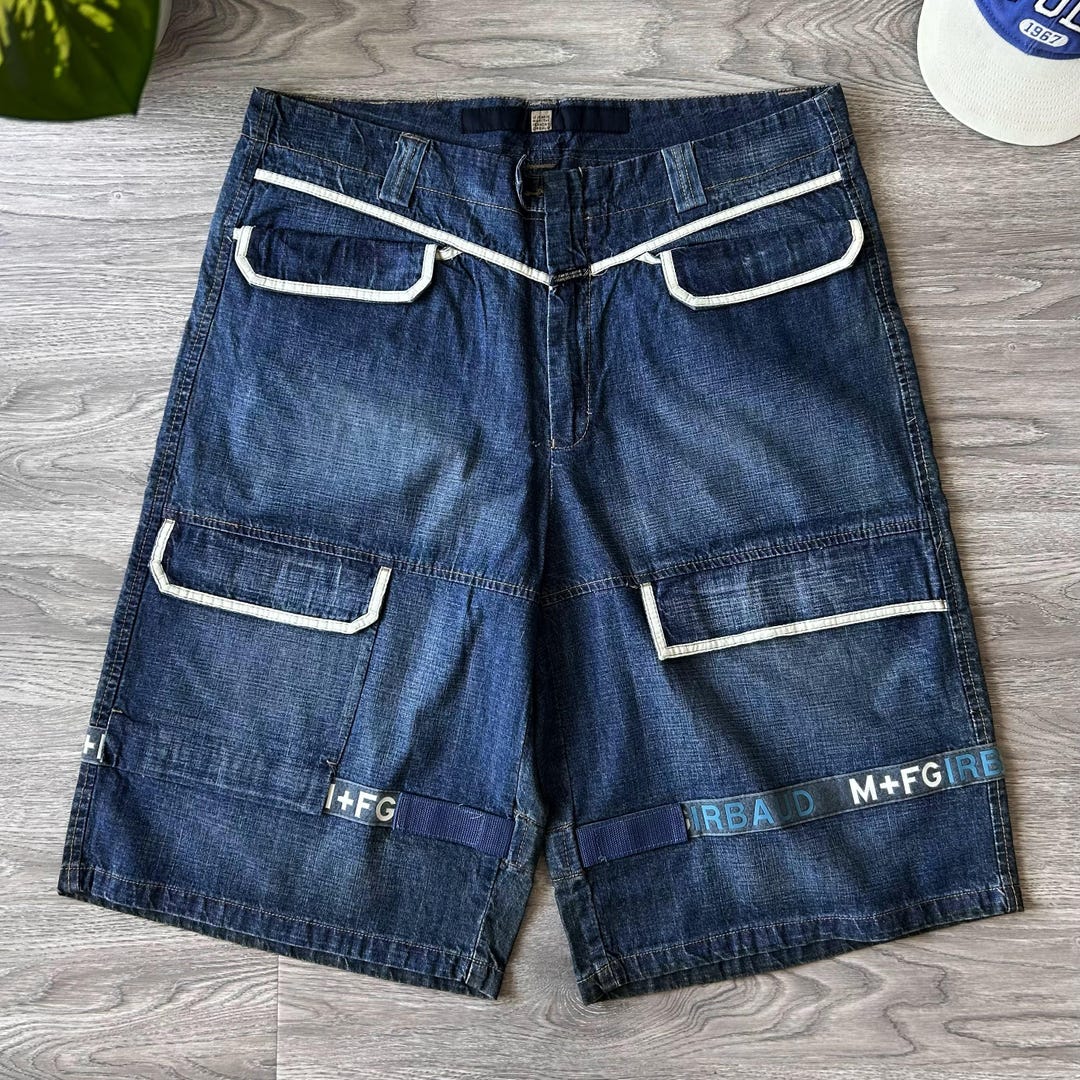 Unused Vintage M+FG Stained Jorts Marithe Francois Girbaud Blue Denim ...