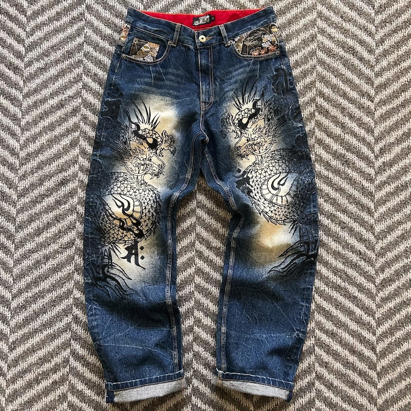 Embroidered Jeans Mens - Etsy