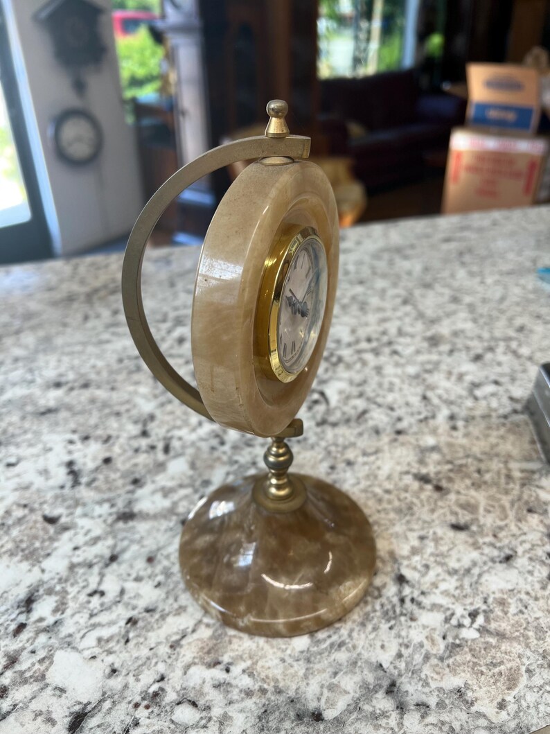 Vintage Onyx Swivel Desk Clock on Pedestal - Etsy
