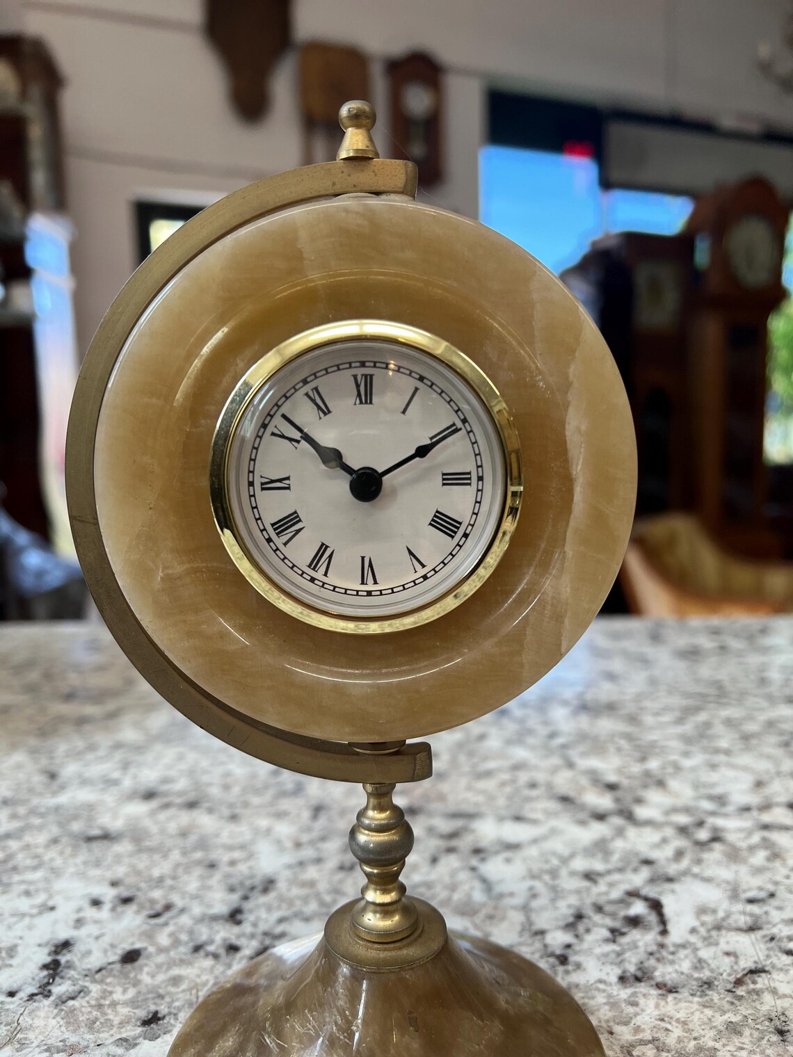 Vintage Onyx Swivel Desk Clock on Pedestal - Etsy