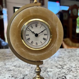 Vintage Onyx Swivel Desk Clock on Pedestal - Etsy