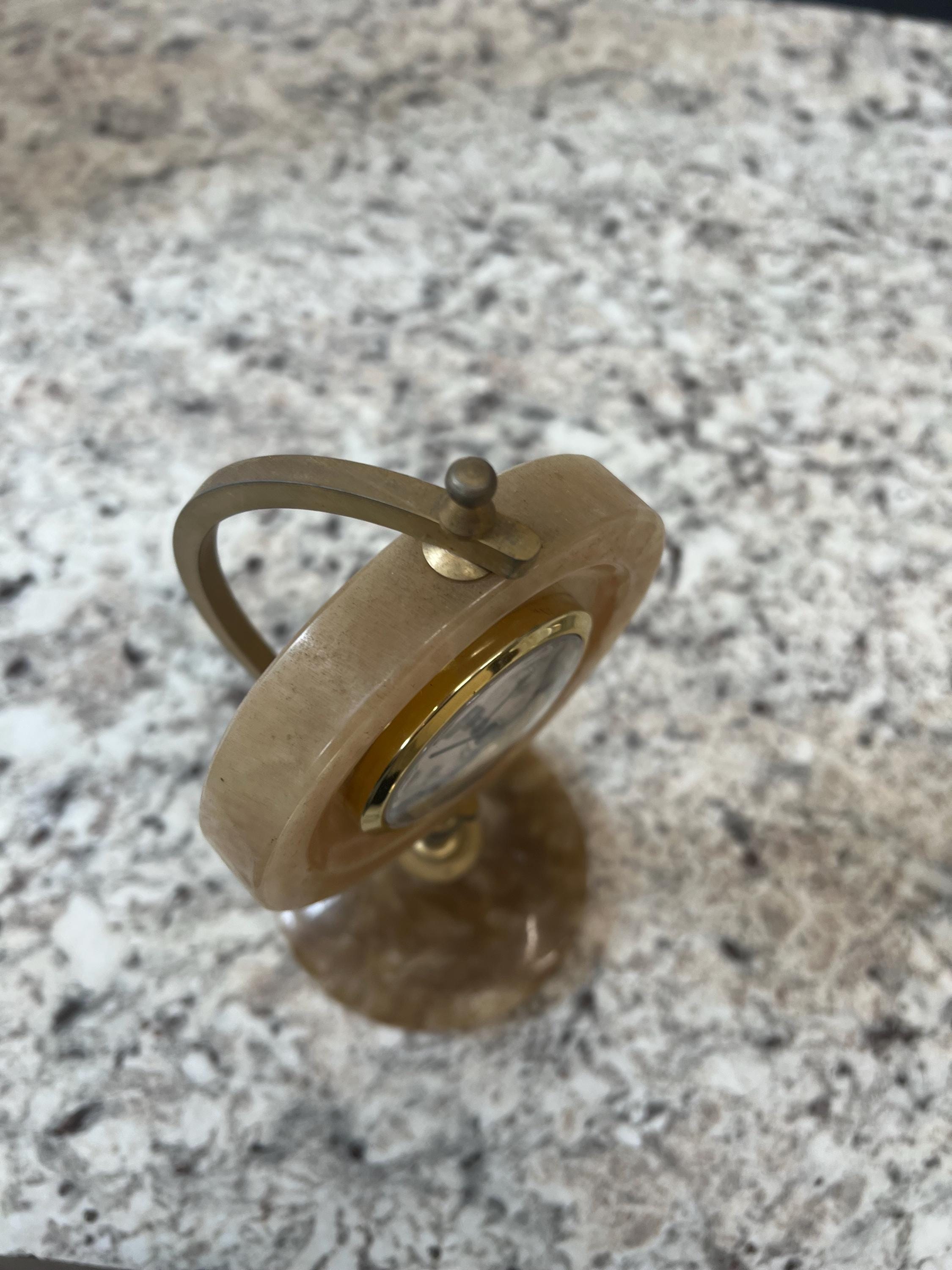 Vintage Onyx Swivel Desk Clock on Pedestal - Etsy