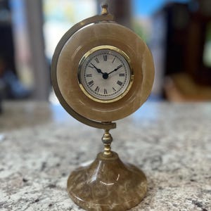 Vintage Onyx Swivel Desk Clock on Pedestal - Etsy