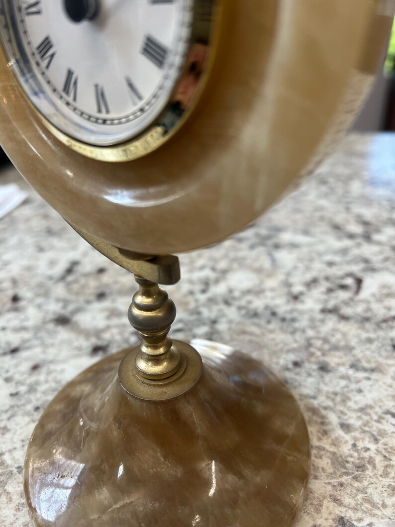Vintage Onyx Swivel Desk Clock on Pedestal - Etsy
