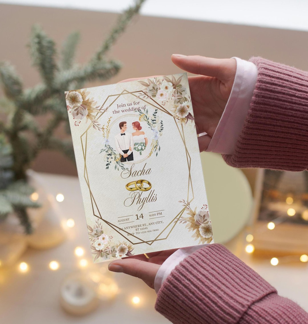Editable Wedding Invitation Template: Elegant Floral Design (digital ...