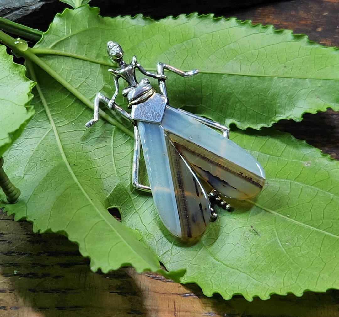 Insect Human Hybrid Pendant, Sci Fi, Sterling Silver & 14kt Gold ...