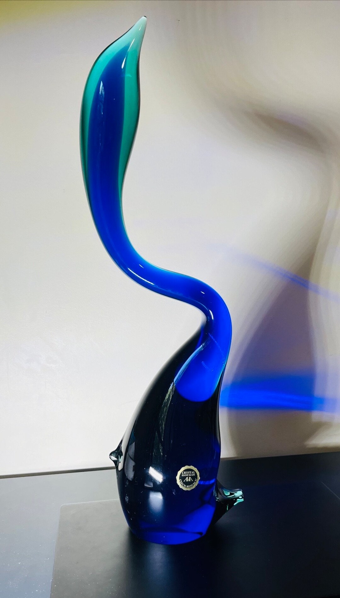 ZBS Vintage 21” Handmade Art Glass Swan Volavka Czech Rep Bohemia ...