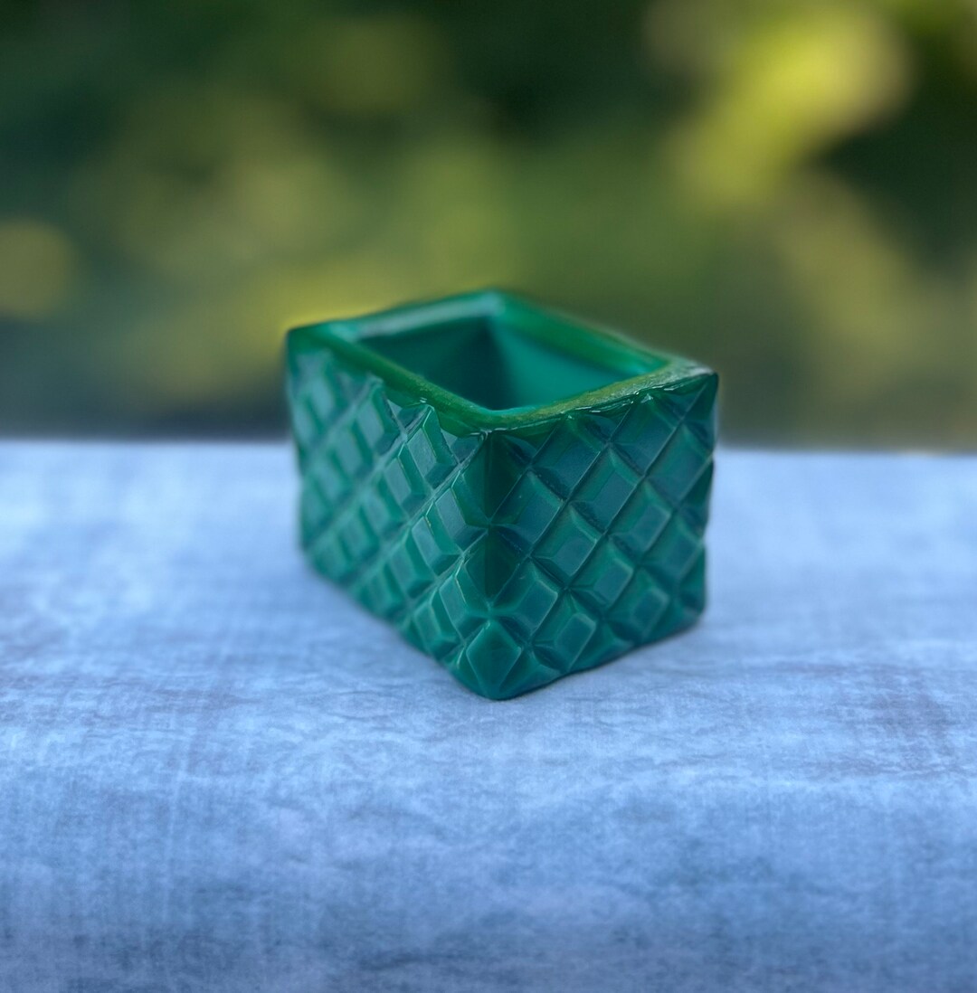 Bohemia Art Glass Jade Malachite Glass Jewelry Box Dose - Etsy