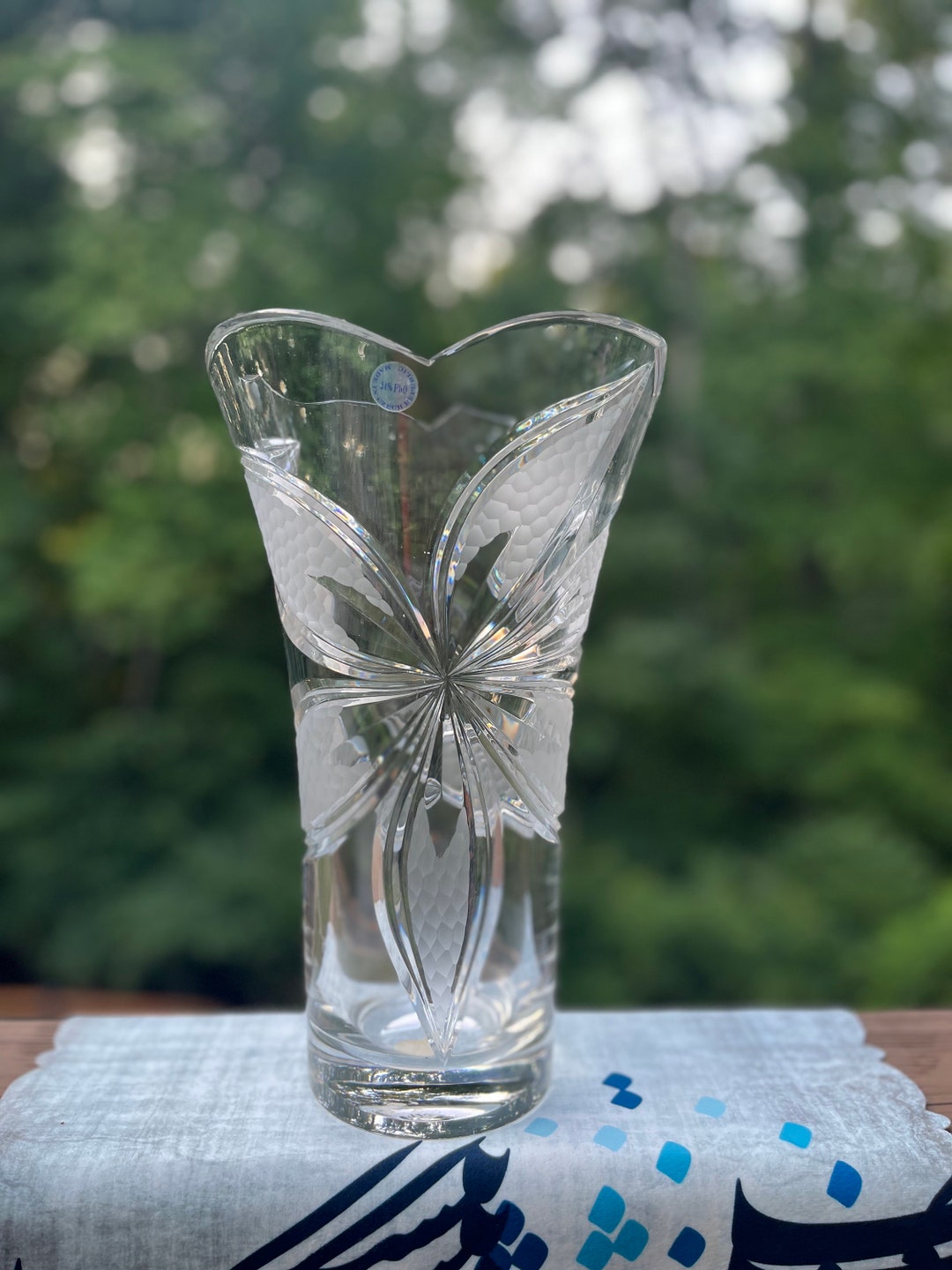 Bohemia Czech 24% Pb0 Vintage Cut Glass Flowers Pattern 12 Vase - Etsy