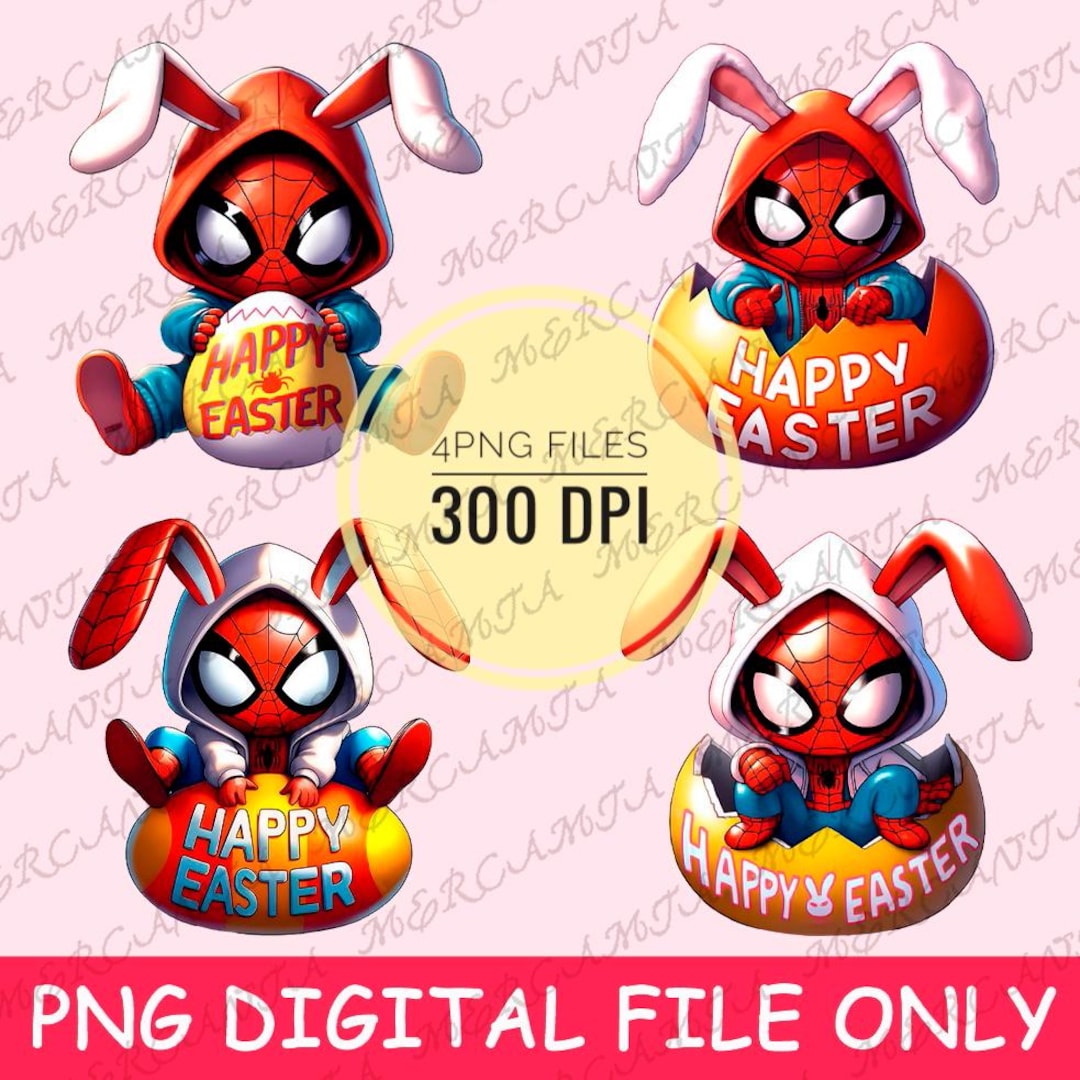 4PNG Files Spiderman Easter PNG, Funny Spiderman PNG, Spiderman Bunny ...