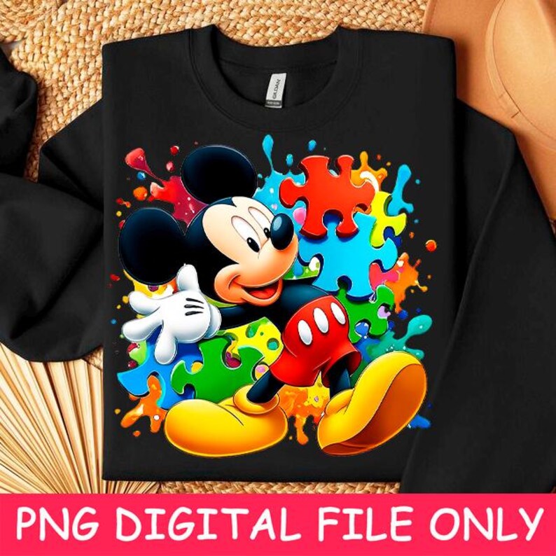 Autism Mickey Mouse PNG, Sublimation Design, Mickey Mouse Autism Shirt ...